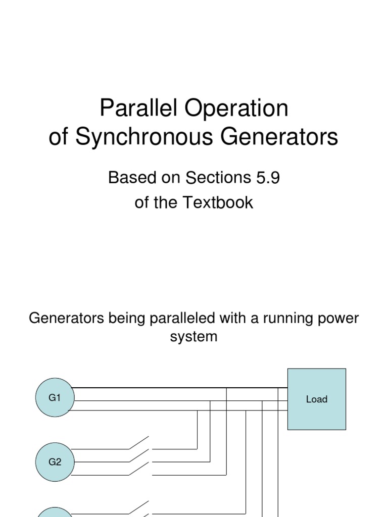 Parallel Operation of Synchronous Generators: Based On Sections 5.9 of ...