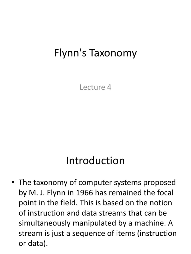 Flynn's Taxonomy | PDF | Central Processing Unit | Parallel Computing