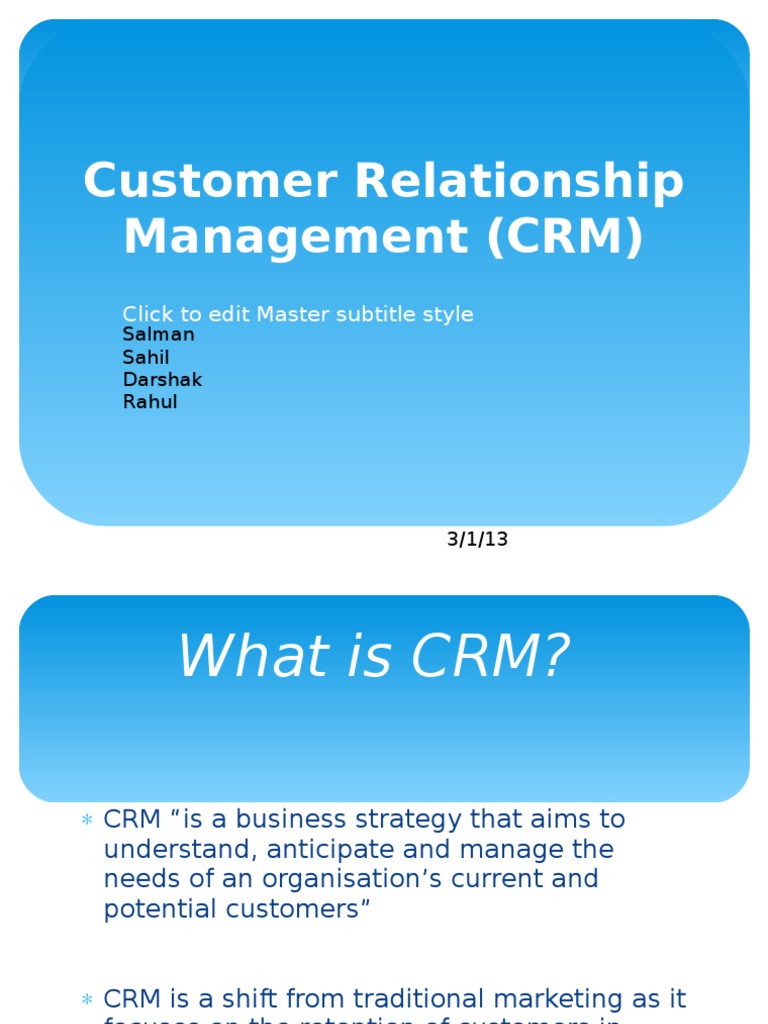 Customer Relationship Management Crm Pdf Customer Relationship