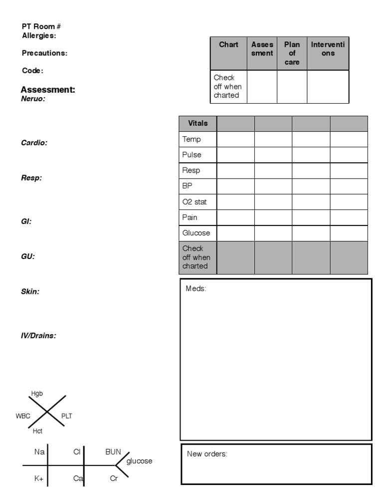Nursing Clinical Worksheet Template | PDF