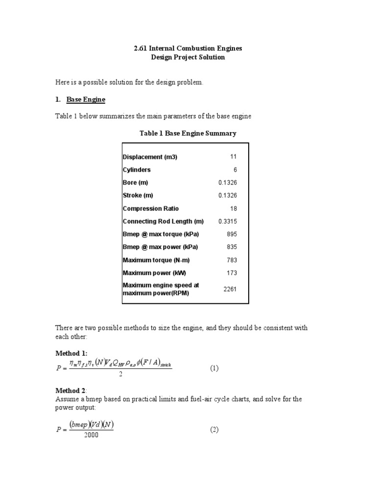 Internal Combustion Engine Design Solution | PDF | Turbocharger ...