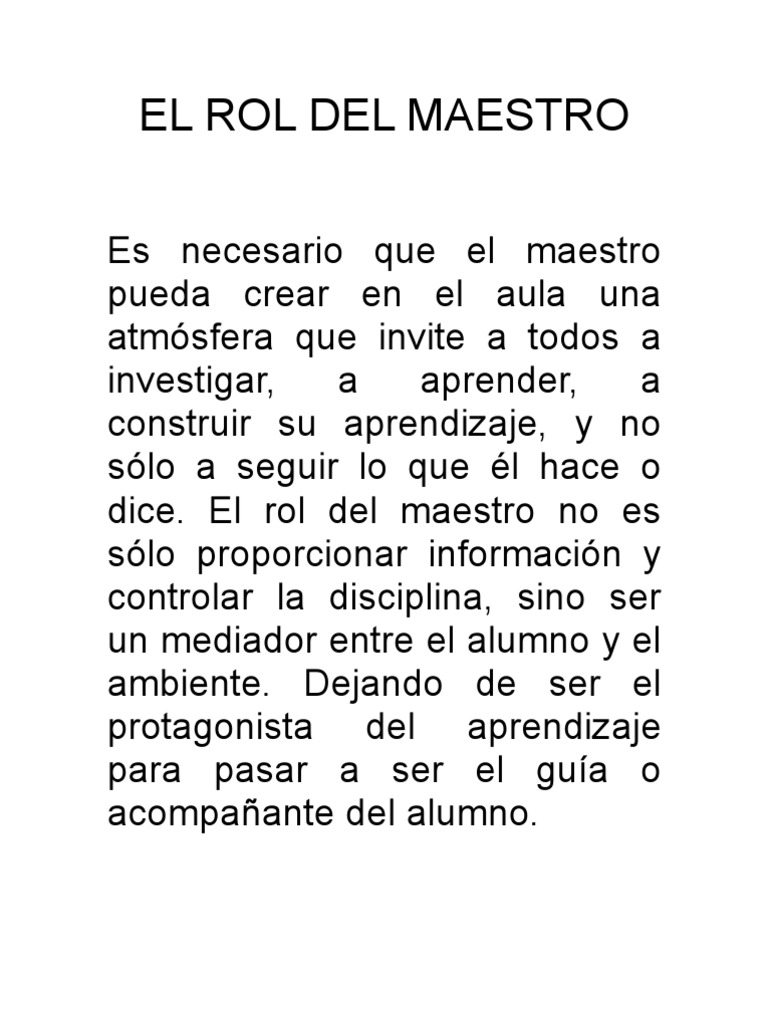 El Rol Del Maestro 2 | PDF | Aprendizaje | Epistemología