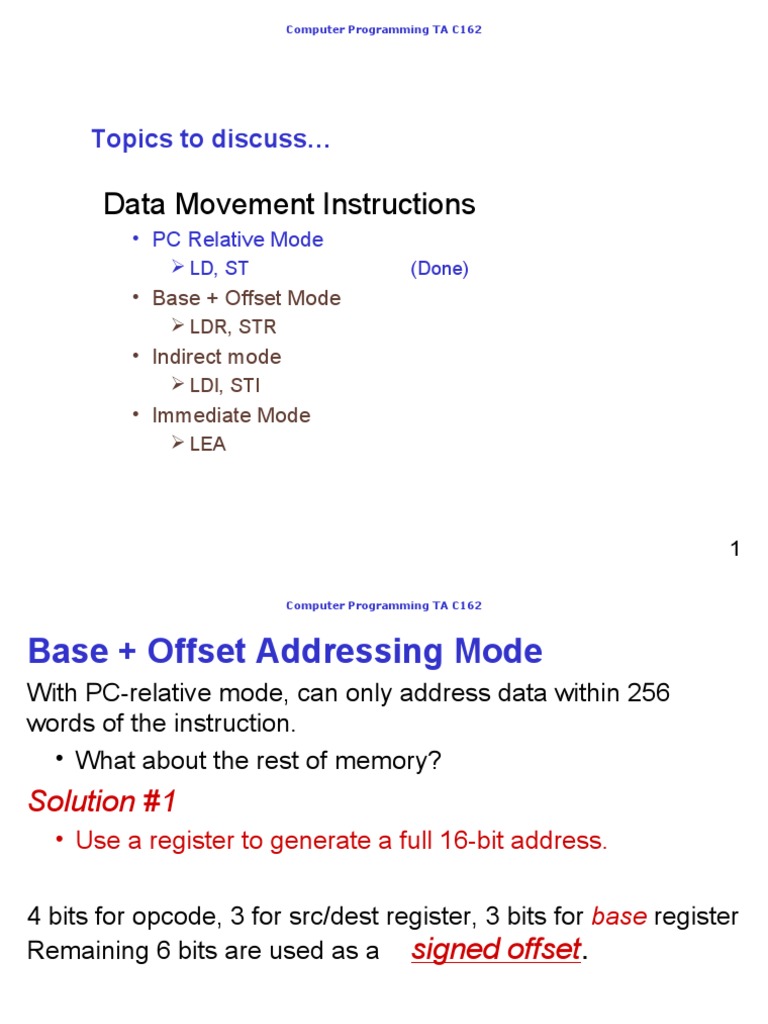 Data Movement Instructions: Topics To Discuss | PDF | Electronics | Central Processing Unit