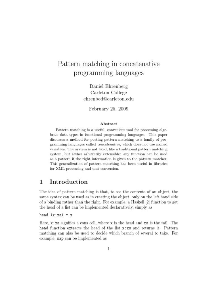 Pattern Matching in Concatenative Languages | PDF | Function ...
