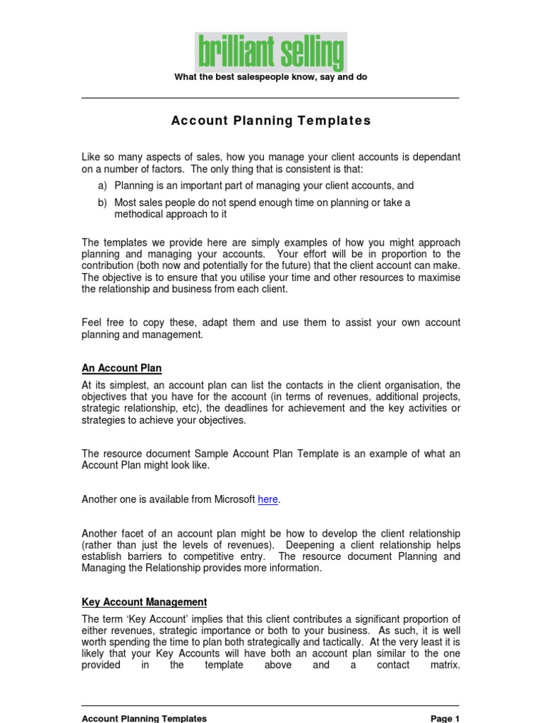 Account Planning Templates | PDF | Sales | Business