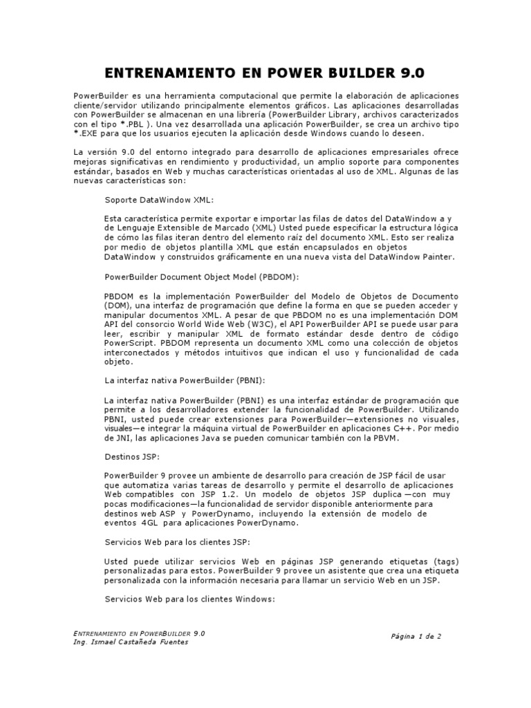 Entrenamiento PowerBuilder 9 | PDF | Ventana (informática) | Páginas del servidor Java