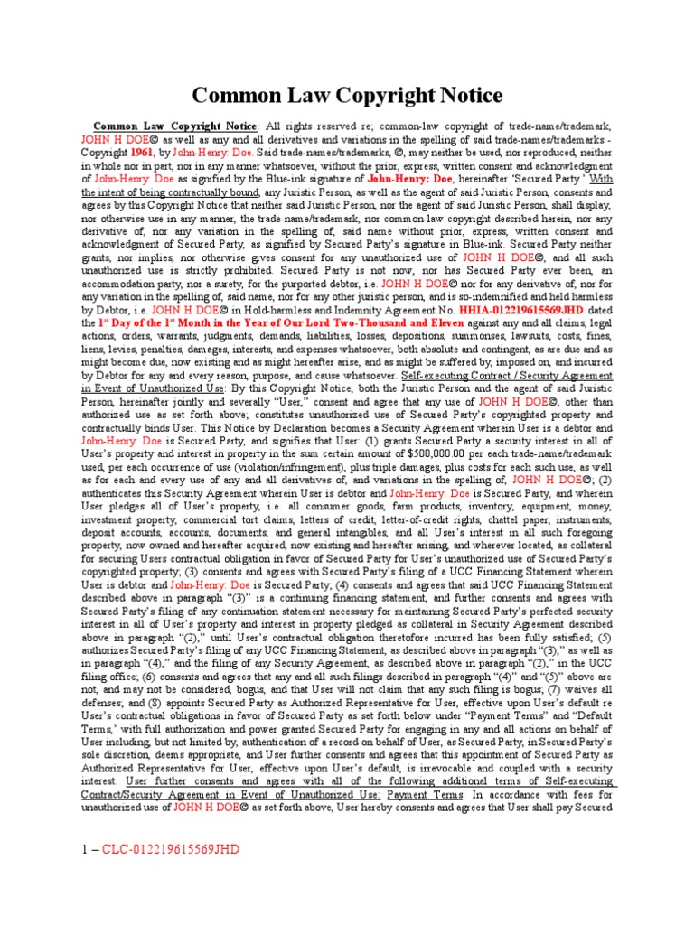 Copyright Notice | PDF | Security Interest | Property