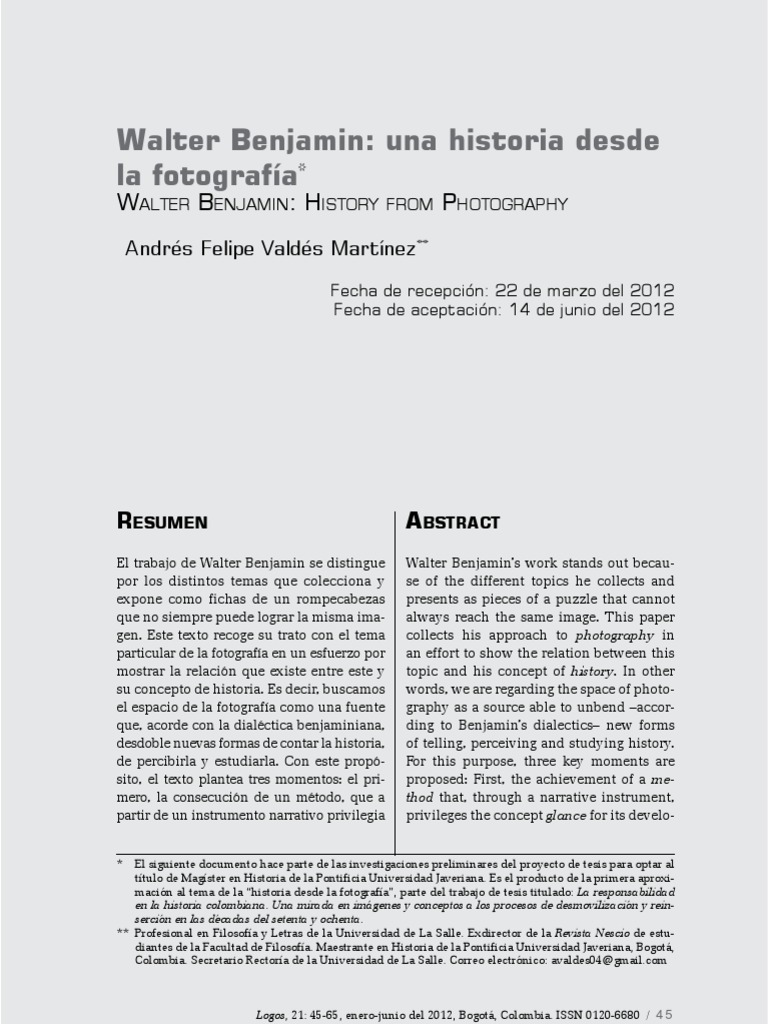 Walter Benjamin - Una historia desde la fotografía. | Aerial ...