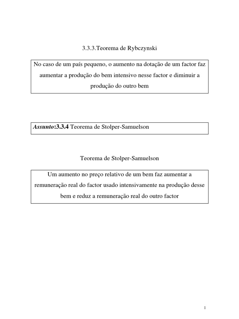 Teorema de Stolper-Samuelson (H-O) | PDF