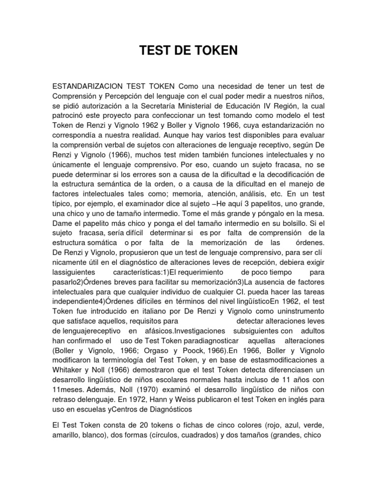 Test de Token | PDF | Asunto (gramática) | Memoria