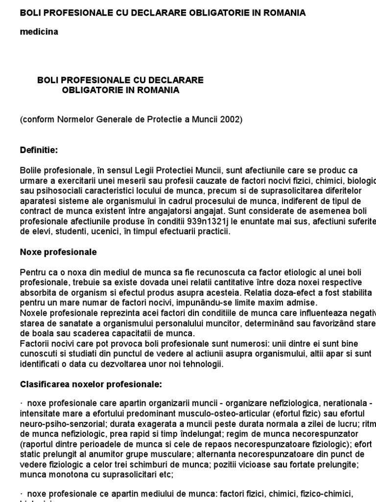 Bolile Profesionale | PDF