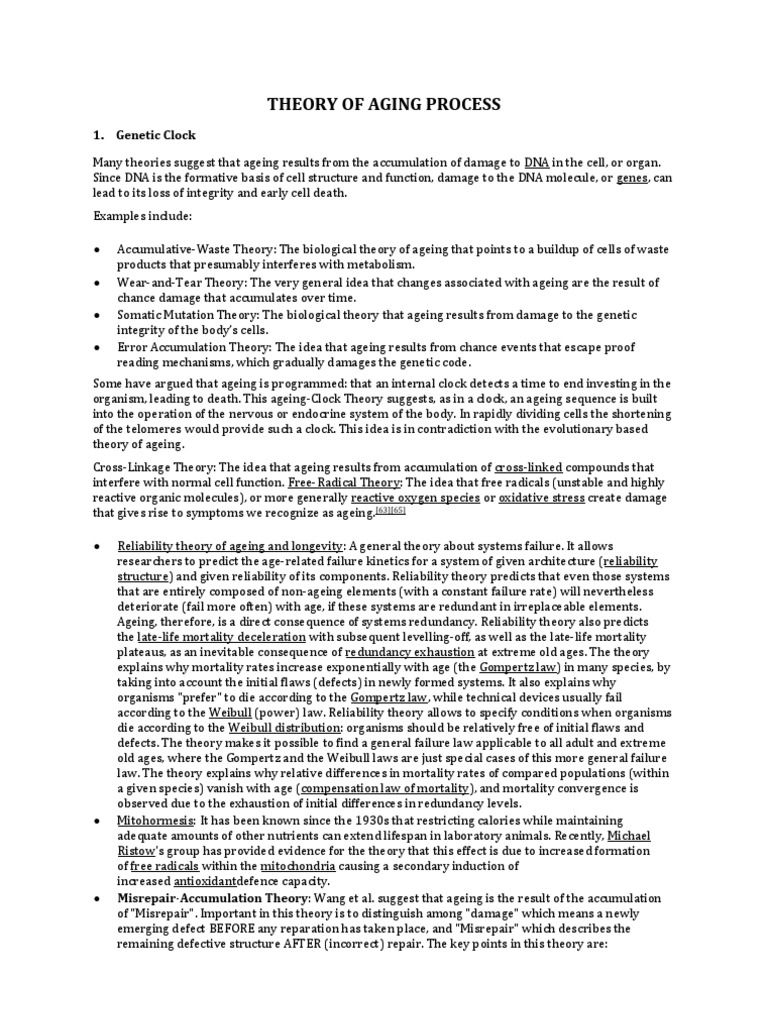 An In-Depth Examination of Major Theories of Biological Aging and the ...