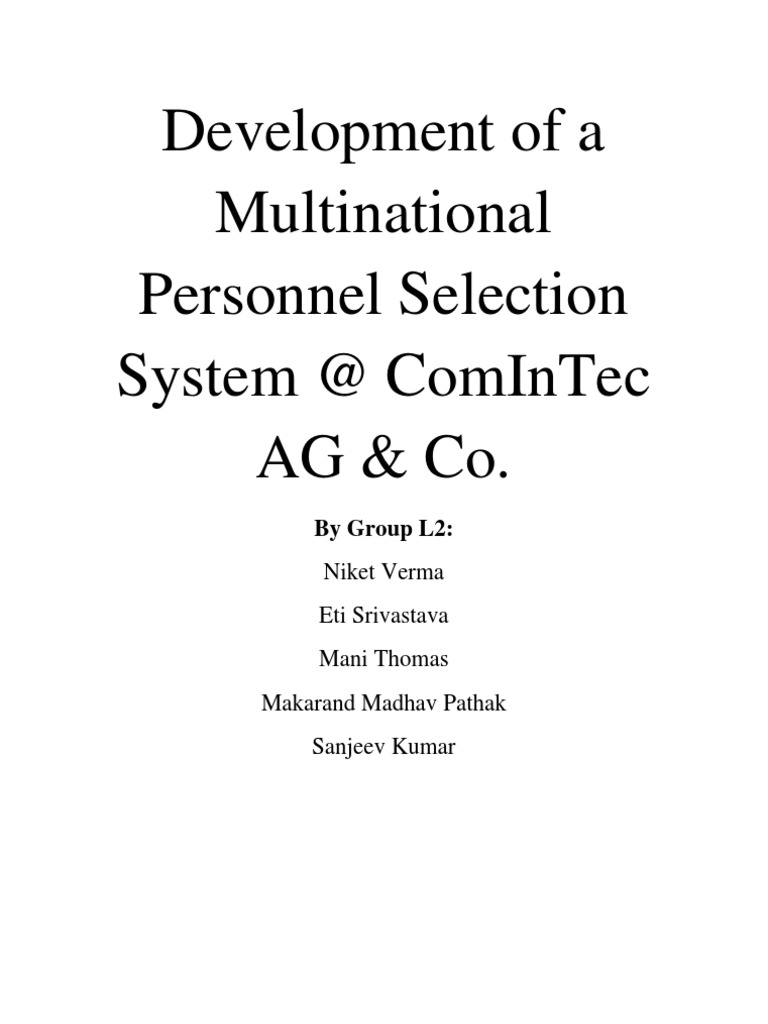 Group L2 Multinational Selection | PDF | Behavioural Sciences | Applied ...