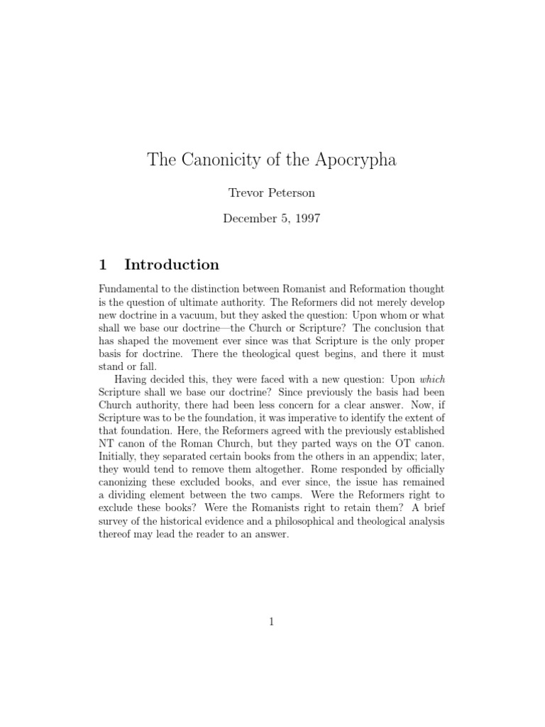 The Canonicity of The Apocrypha | PDF | Apocrypha | Biblical Canon
