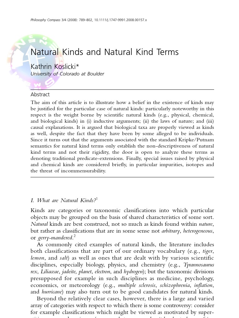 Natural Kinds and Natural Kind Terms | PDF | Essentialism | Philosophy ...