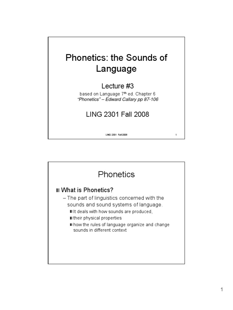 Phonetics: The Sounds of Language | PDF | Phonetics | Notation
