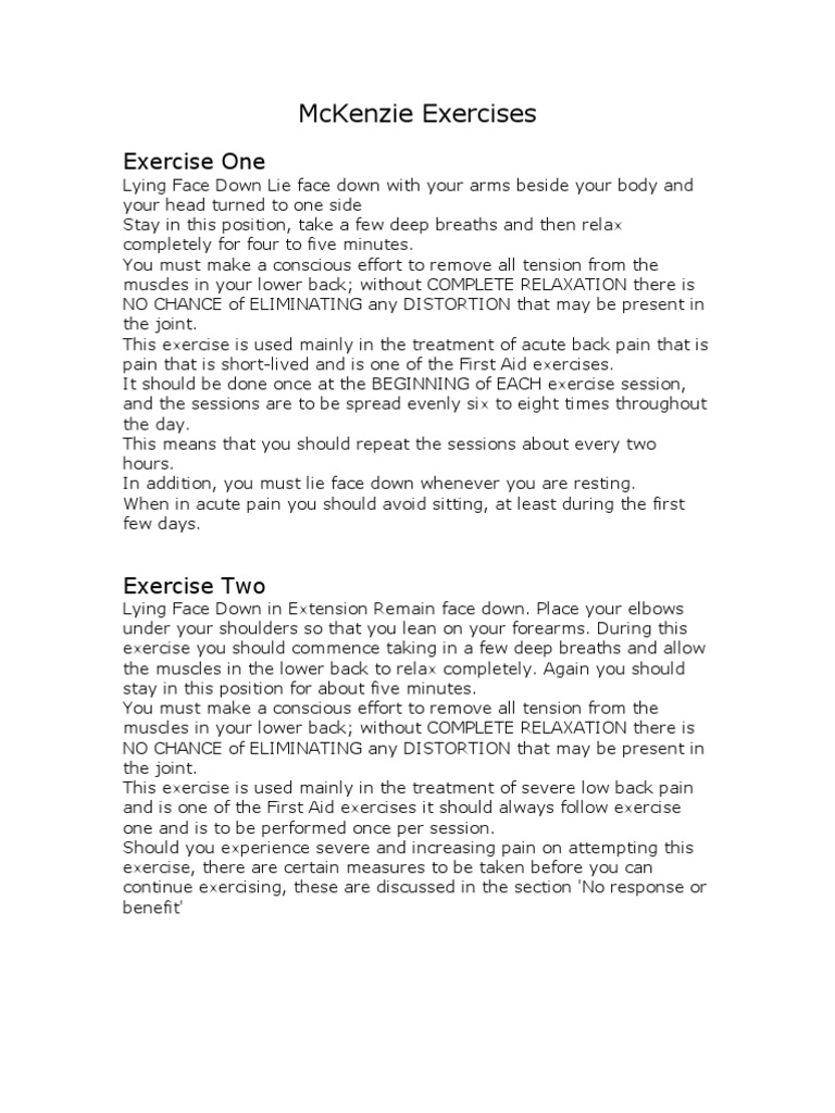 Mckenzie Exercises: Exercise One | PDF | Anatomical Terms Of Motion | Knee
