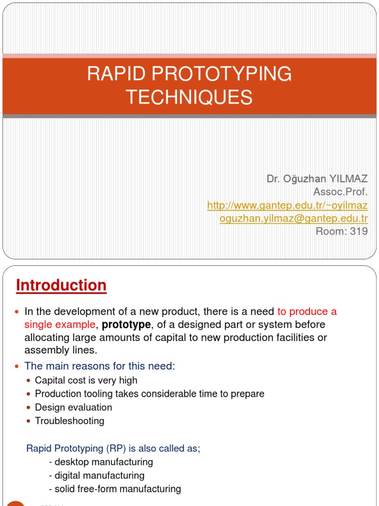 Overview of Rapid Prototyping Techniques | PDF | 3 D Printing ...