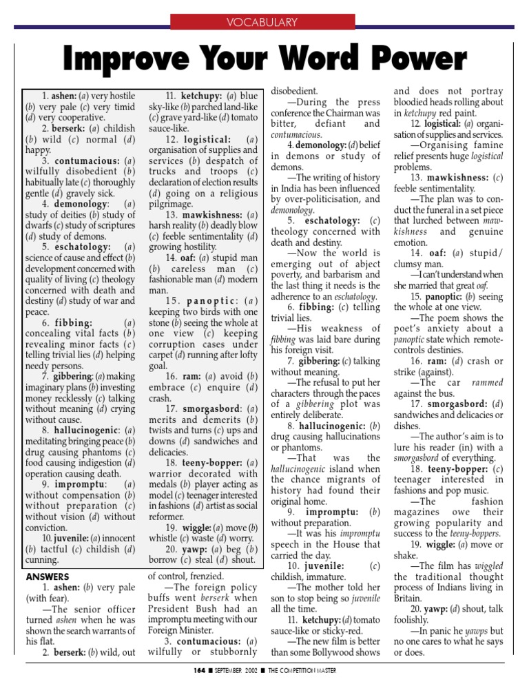 Improve Your Word Power: Contumacious | PDF | Religion And Belief