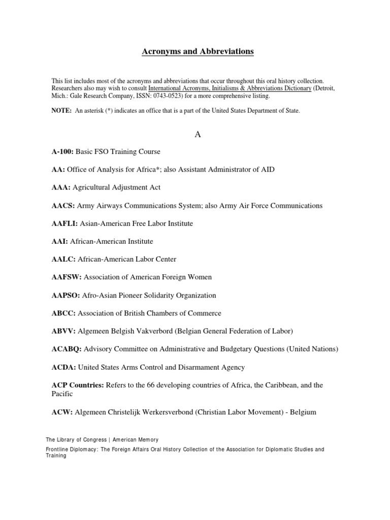 Acronyms and Abbreviations: Pacific | Download Free PDF | Diplomacy ...