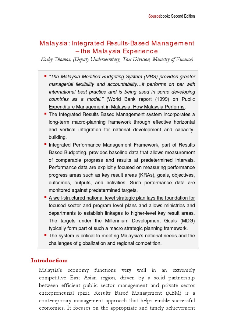 Malaysia: Integrated Results-Based Management - The Malaysia Experience ...