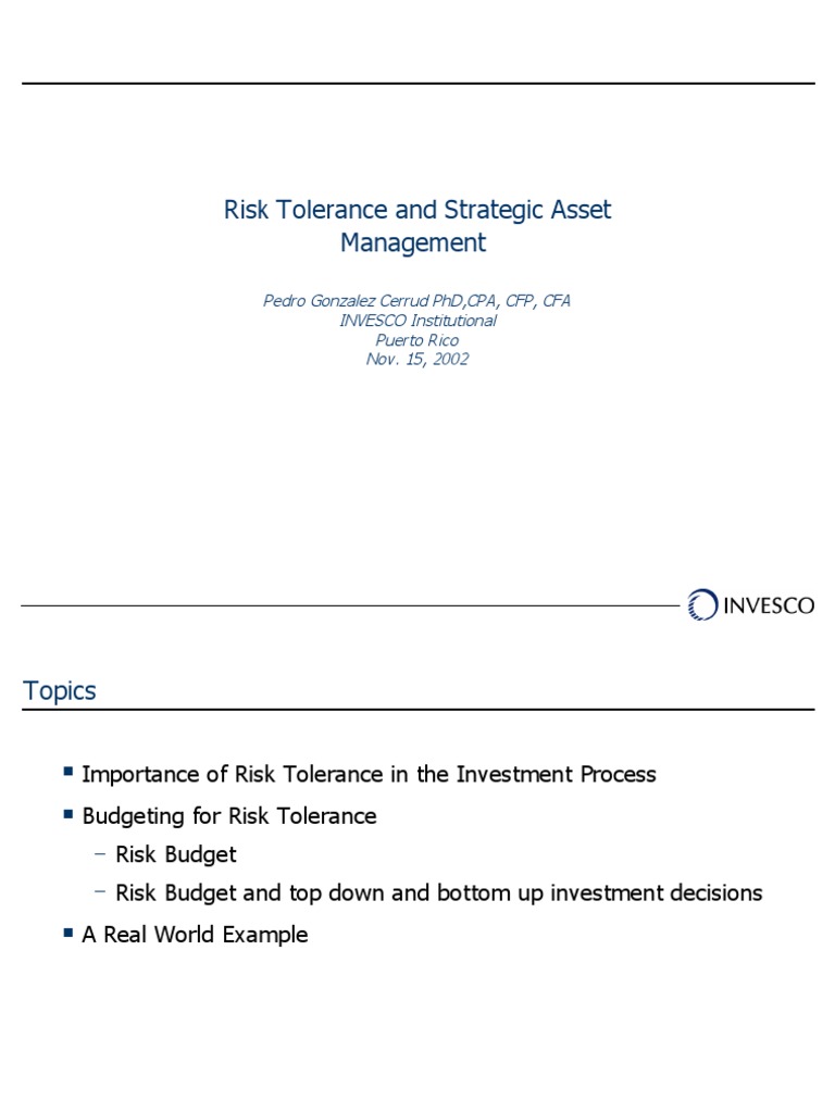 Risk Tolerance and Strategic Asset Management | PDF | Asset Allocation ...