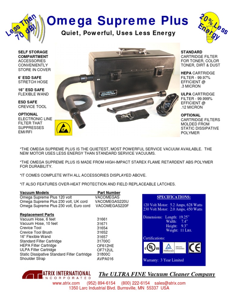 Omega Supreme Plus Vacuum Overview | PDF