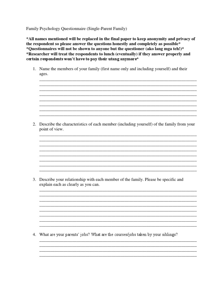 Single-Parent Family Psychology Survey | PDF | Survey Methodology ...