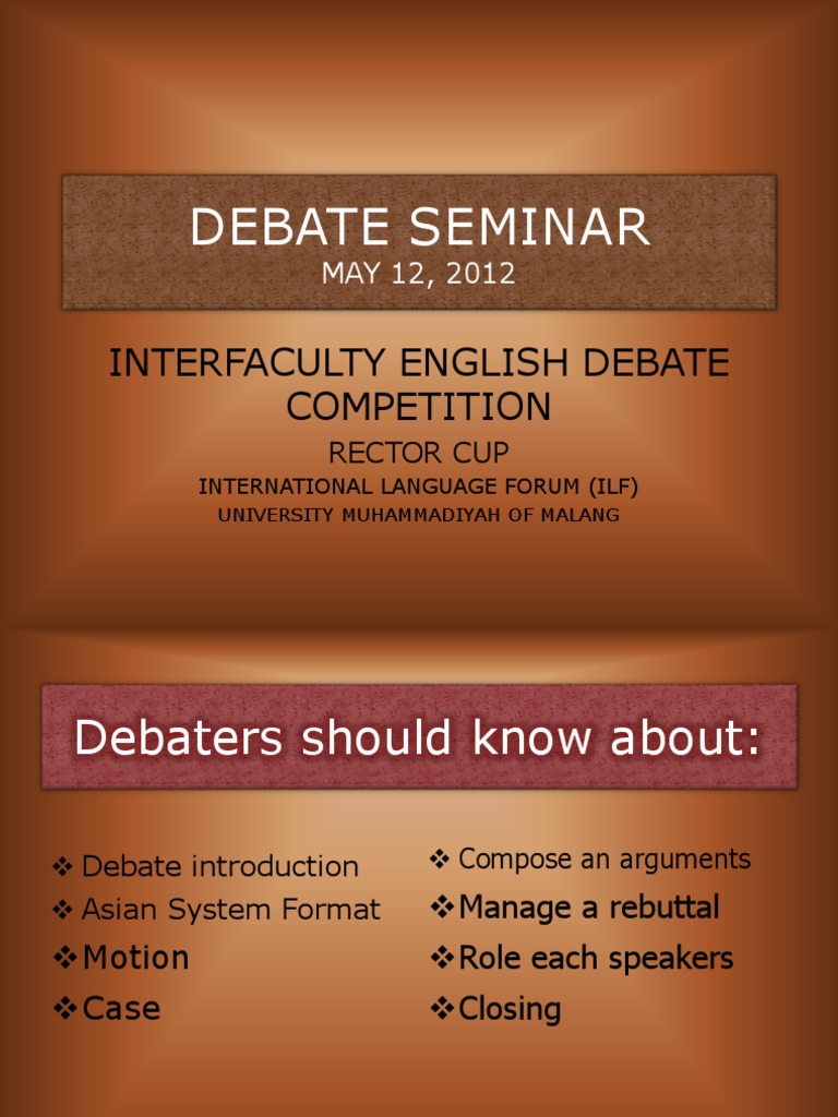 Debate Seminar: Interfaculty English Debate Competition | PDF ...