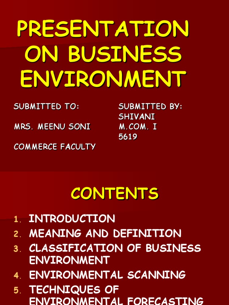 Business Environment Overview Presentation | PDF | Business | Economics