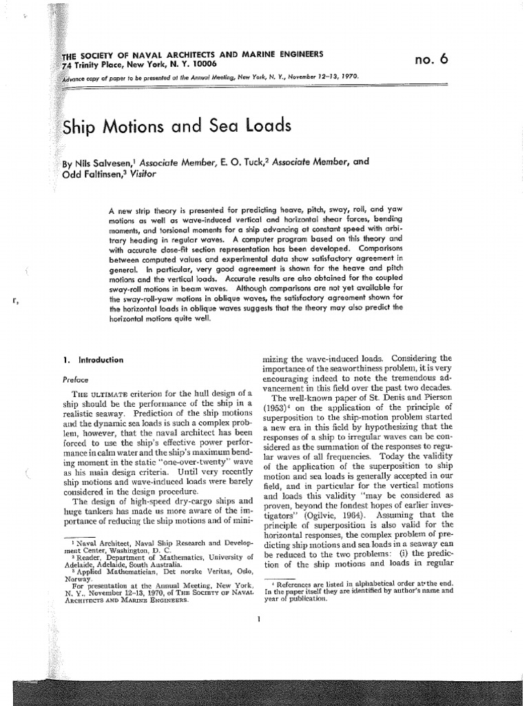 SalvesenTuckFaltinsen1970 (Strip Theory) | PDF