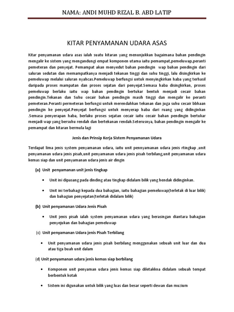 Kitar Penyamanan Udara Asas - Andi | PDF