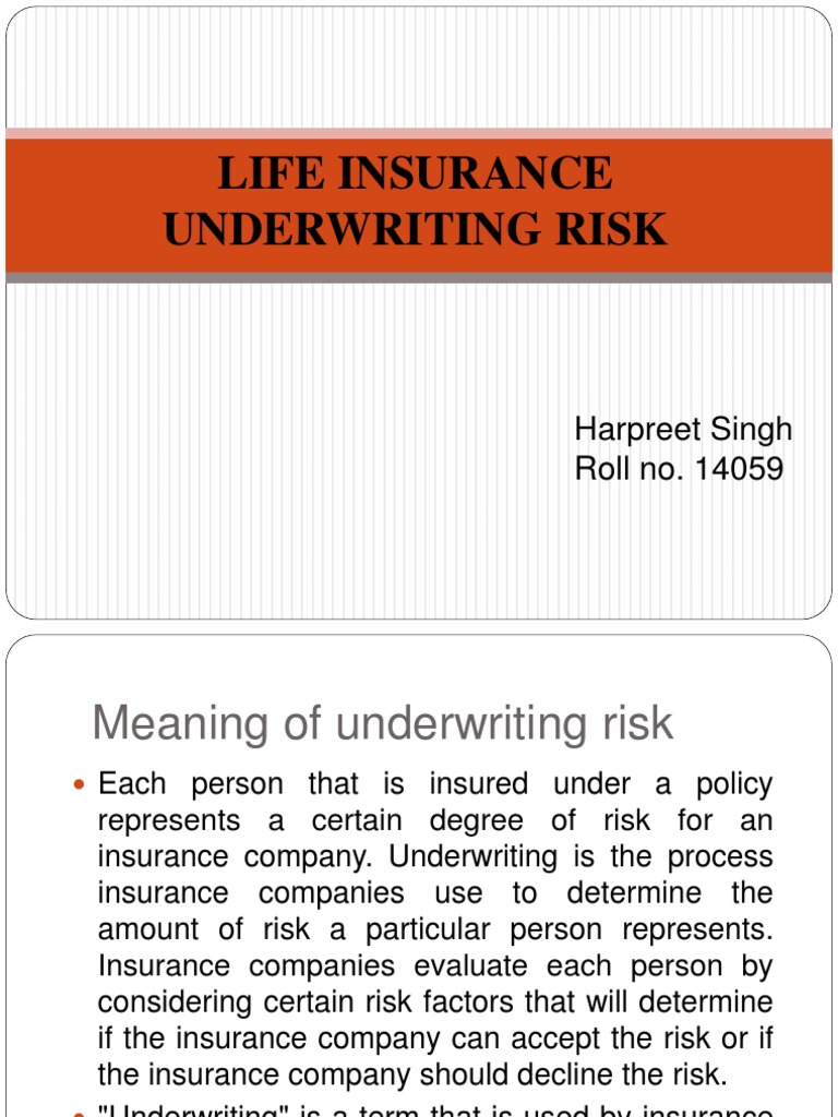 Life Insurance Underwriting Risks Explained | PDF | Underwriting ...