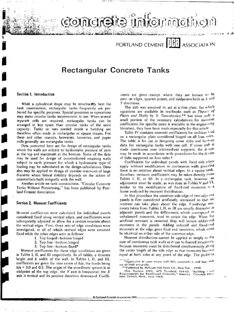 Rectangular Concrete Tank Design Guide | PDF | Concrete | Applied And ...