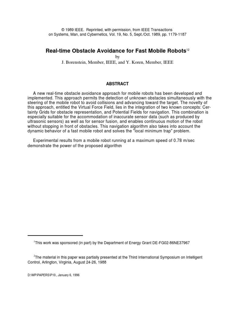 Real Time Obstacle Avoidance | PDF