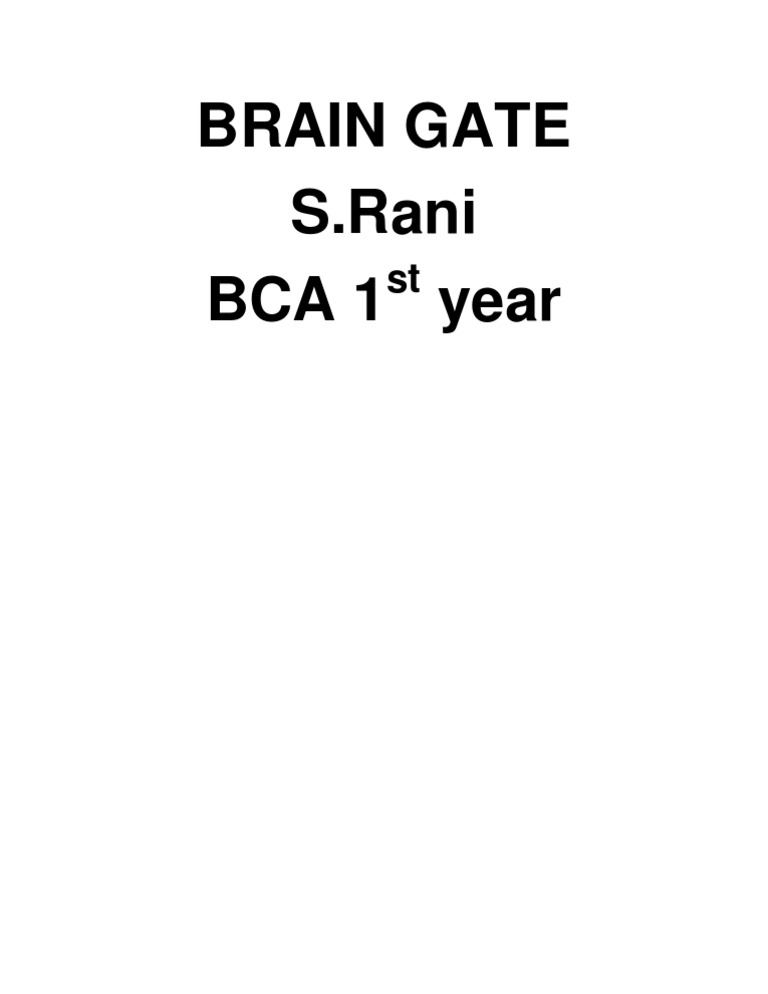 Brain Gate S.Rani Bca 1 Year | PDF