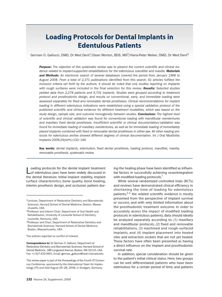 Loading Protocols For Dental Implants | PDF | Dental Implant ...