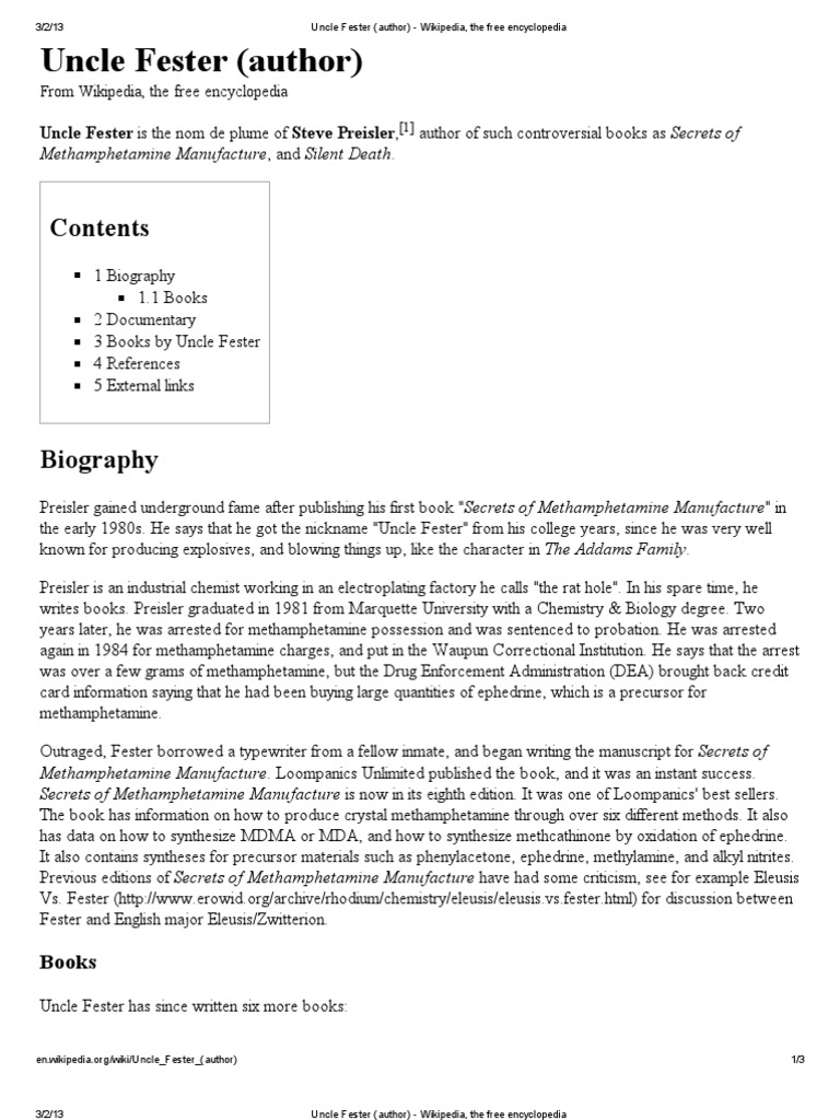 Uncle Fester (Author) - Wikipedia, The Free Encyclopedia | PDF ...