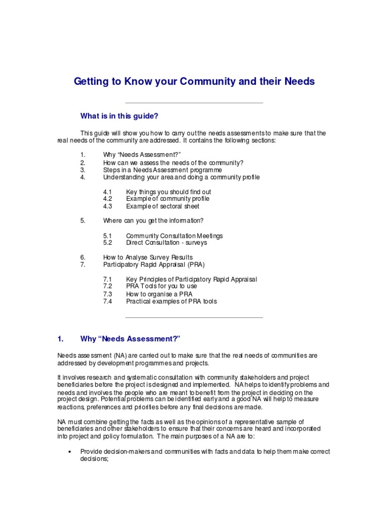 Getting To Know Your Community | PDF | Needs Assessment | Community ...