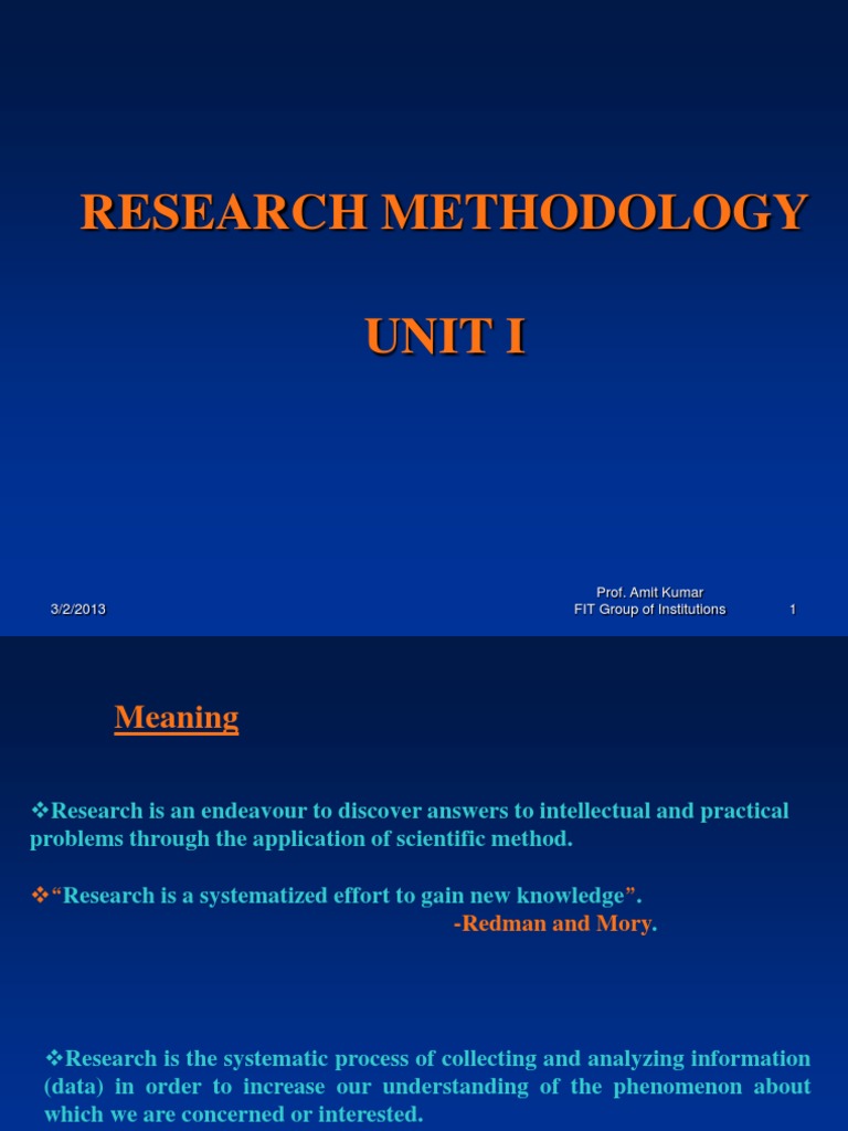 Research Methodology Lecture PPTS Unit I | PDF | Scientific Method ...