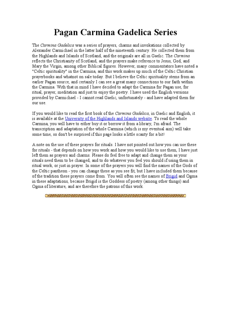 Carmina Gadelica | PDF | Religious Belief And Doctrine | Mythology