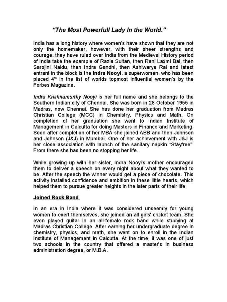 "The Most Powerfull Lady in The World.": Indra Krishnamurthy Nooyi Is Her Full Name and She ...