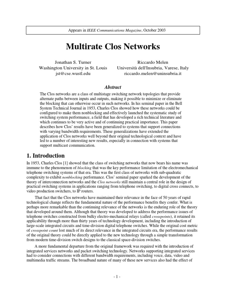 Multirate Clos Networks | PDF | Asynchronous Transfer Mode | Vertex (Graph Theory)