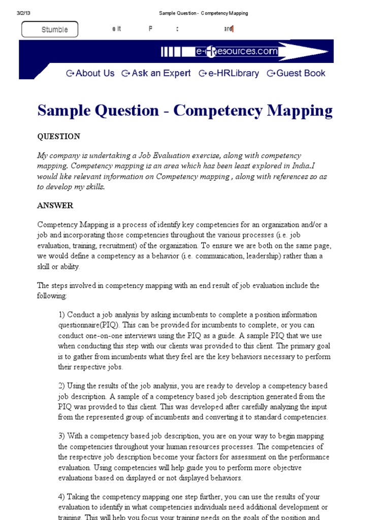 Sample Question - Competency Mapping: Stumble | PDF | Competence (Human ...