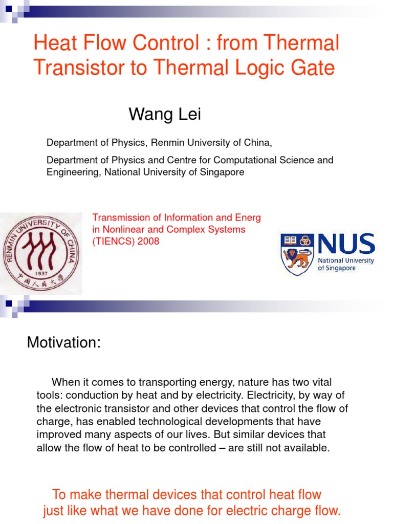 Heat Flow Control From Thermal Transistor To Thermal Logic Gate | PDF ...