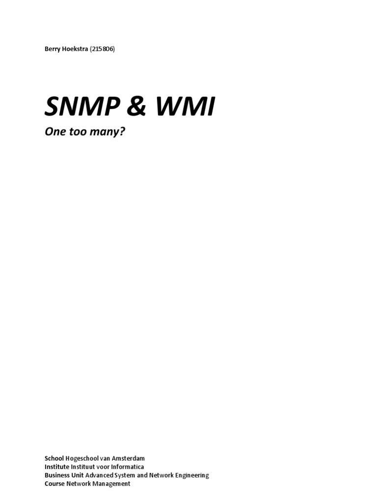 Network Management Paper SNMP Vs WMI | PDF | Computer Network | Information Technology