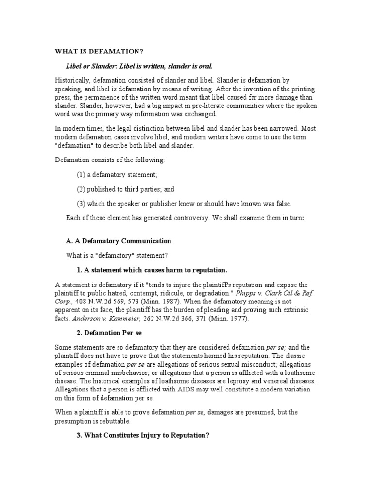 Oral Defamation | Defamation | Plea