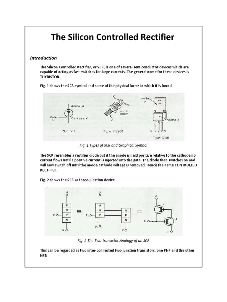 The Silicon Controlled Rectifier: Thyristor | PDF | Bipolar Junction ...