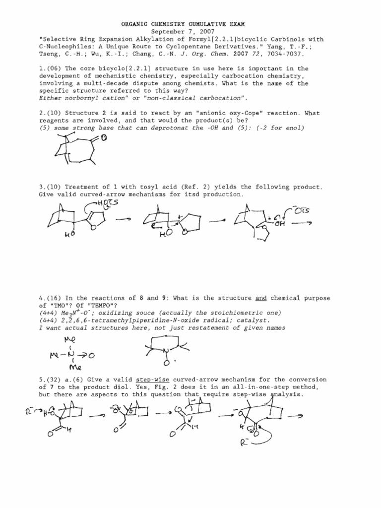 It-R ,-TH - &) - 1b: Organic Chemistry Cumulative Exam | PDF ...