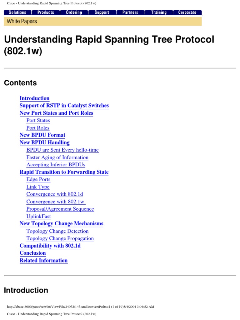 Understanding Rapid Spanning Tree Protocol (802.1w) : Support of RSTP in Catalyst Switches New ...